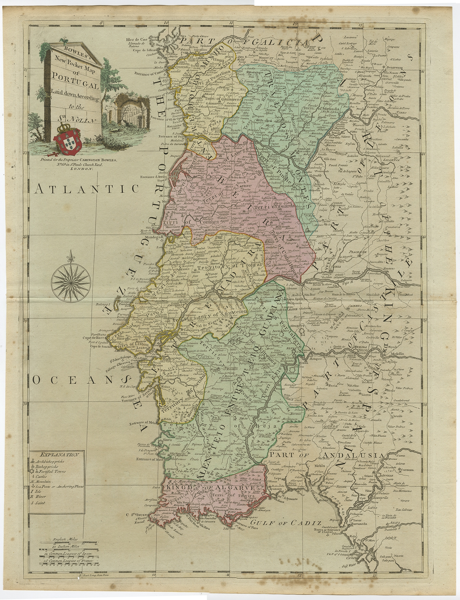 Bowles's New Pocket Map of Portugal (..) - Bowles (c.1780) Bowles's New Pocket Map of Portugal (..) - Bowles (c.1780)