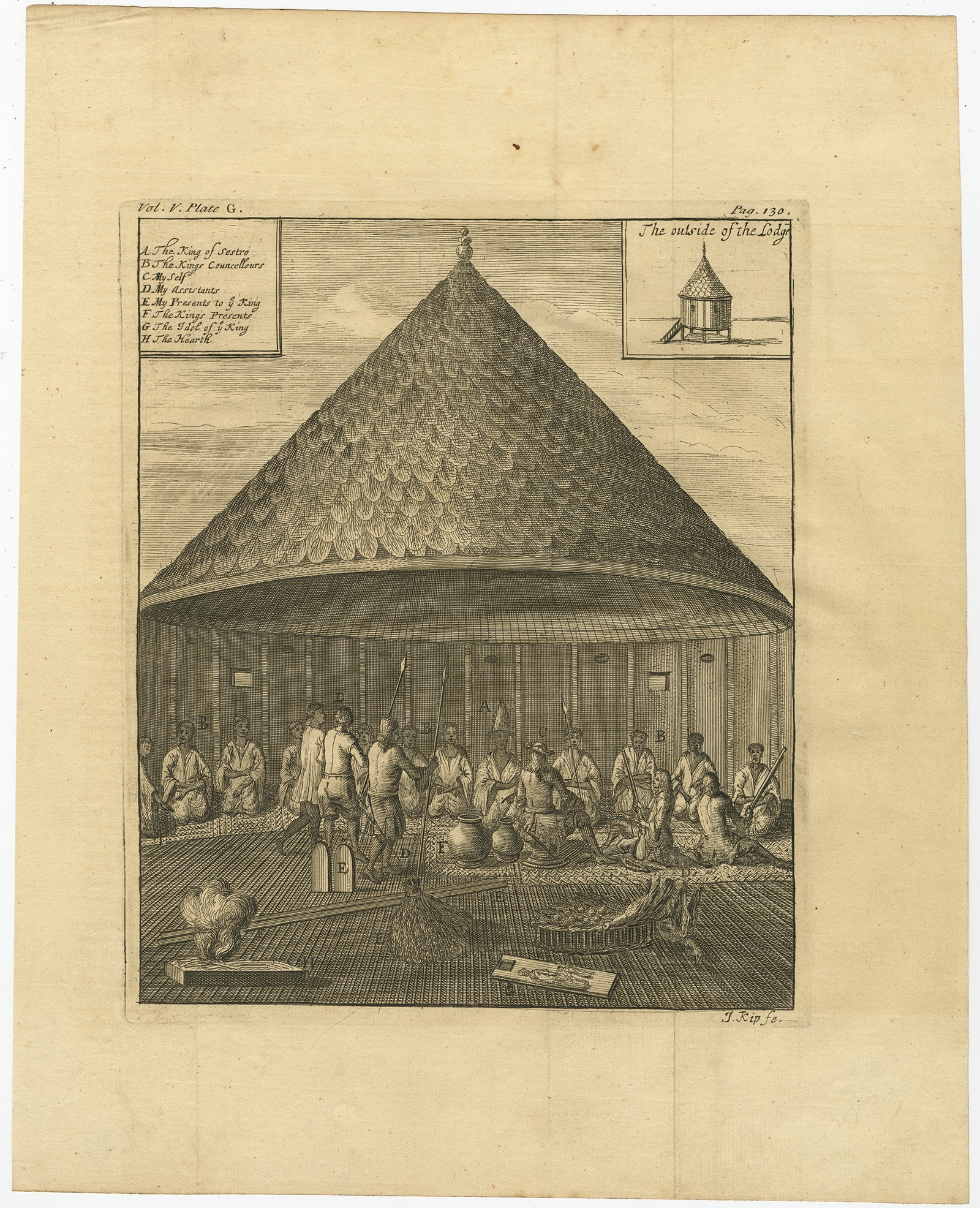 Untitled Print of the Court of the King of Sestro (Africa) - Kip