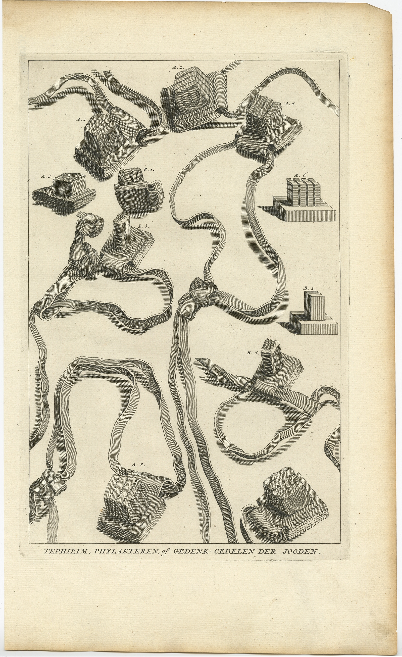 Tephilim, Phylakteren, of Gedenk-Cedelen der Jooden - Calmet (1725)
