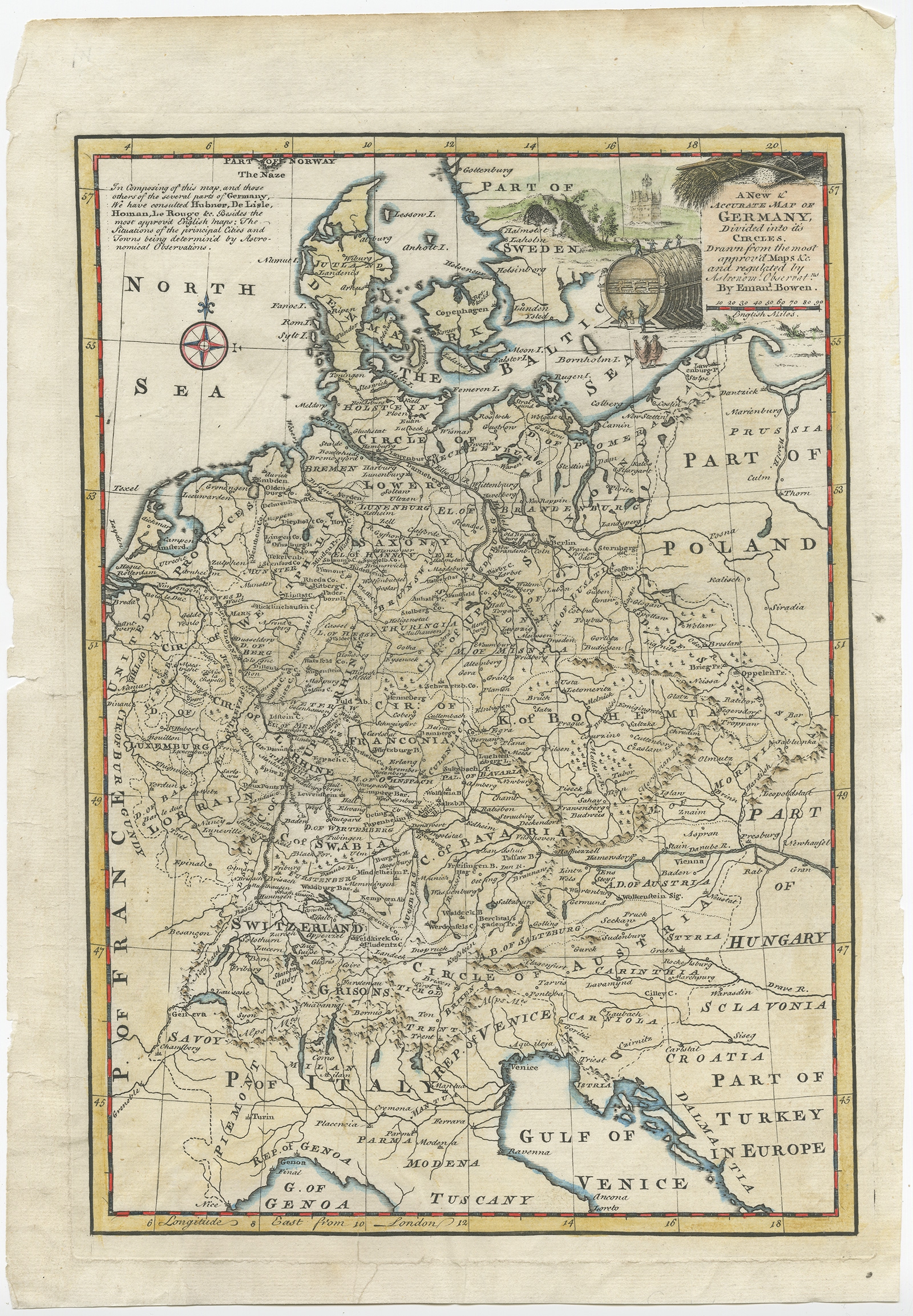 A New & Accurate Map of Germany - Bowen (1747)