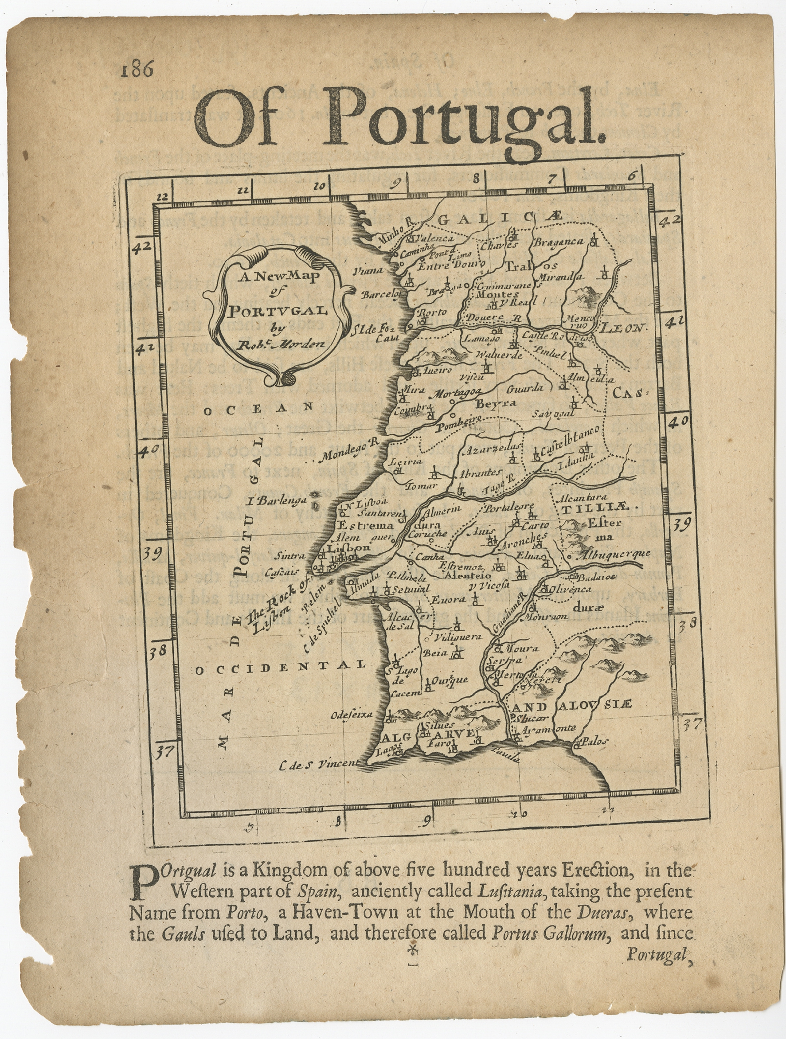 A New Map of Portugal - Morden (c.1690)