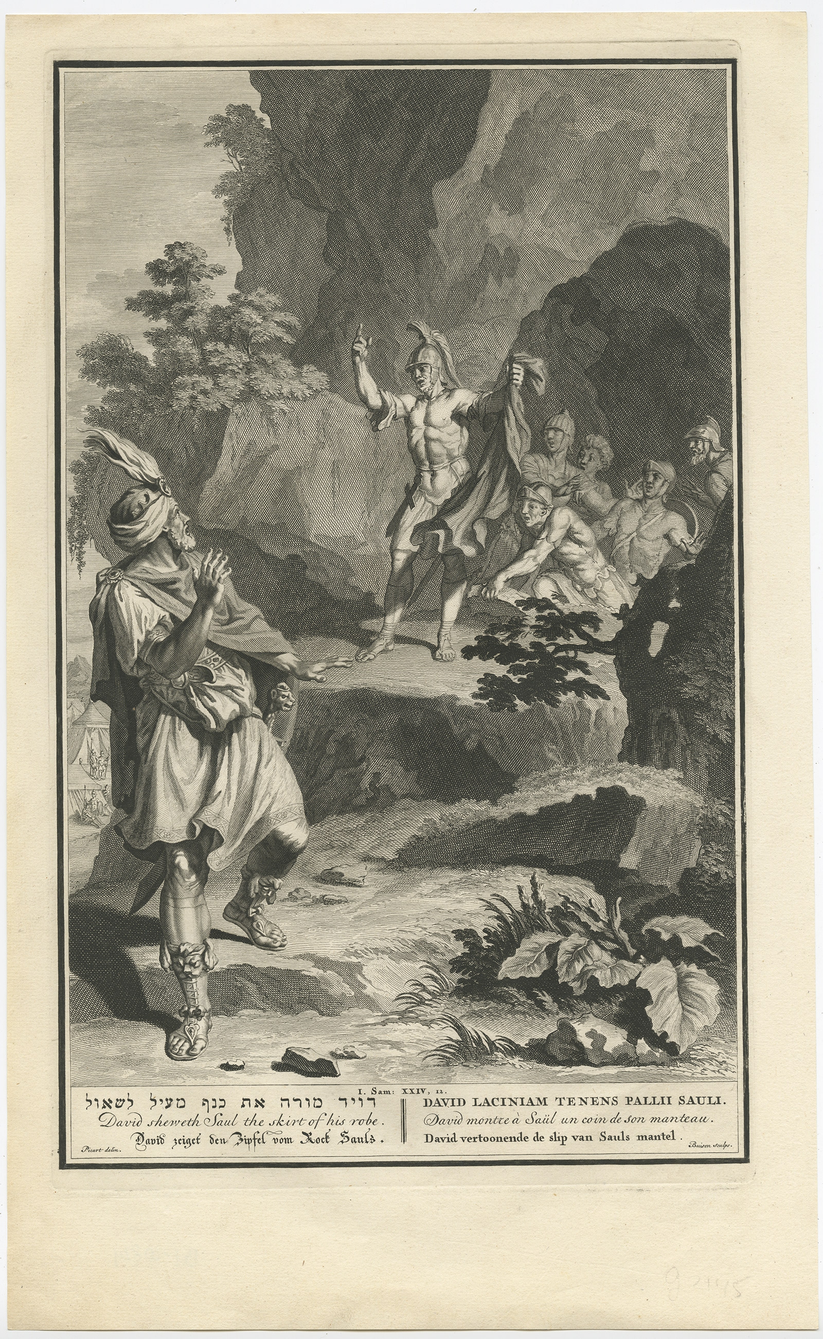 David sheweth Saul the skirt of his robe - De Hondt (1728)