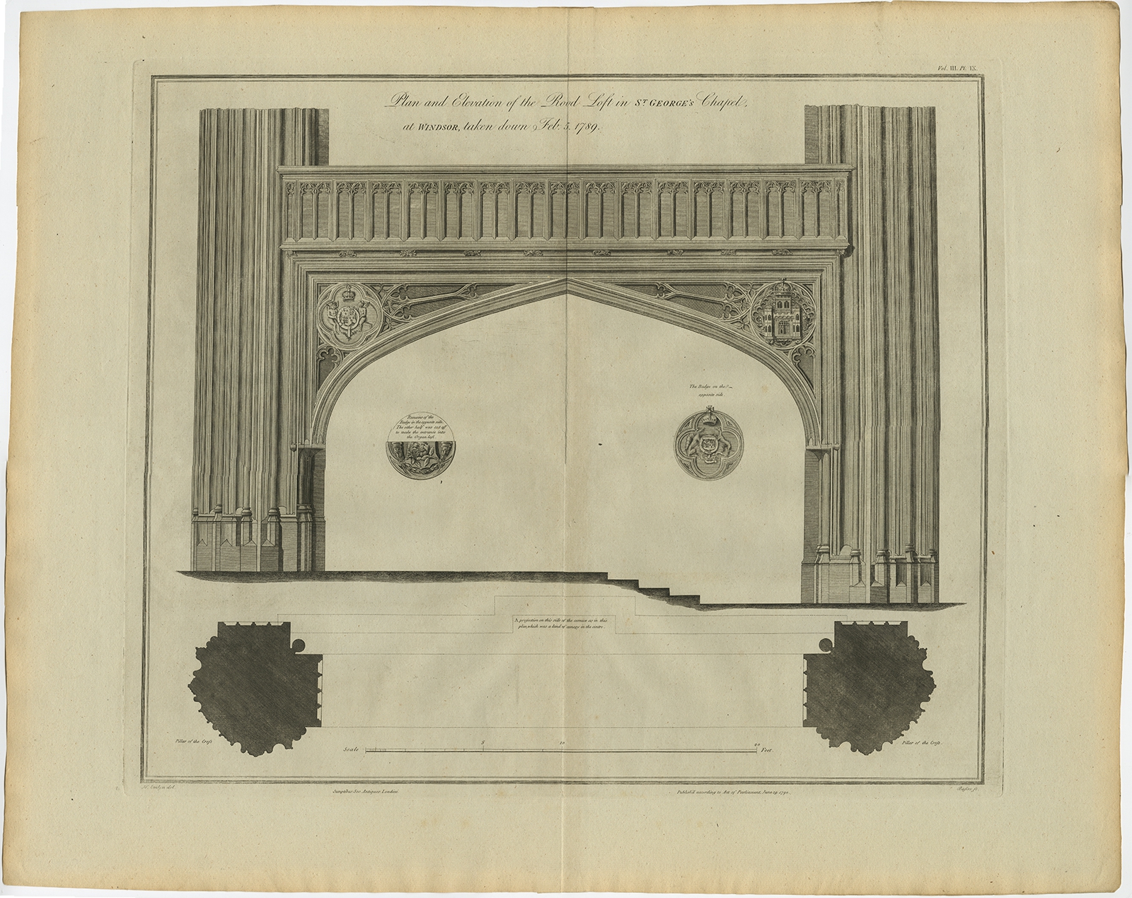 Plan and Elevation of the Rood Loft (..) - Basire (1790)