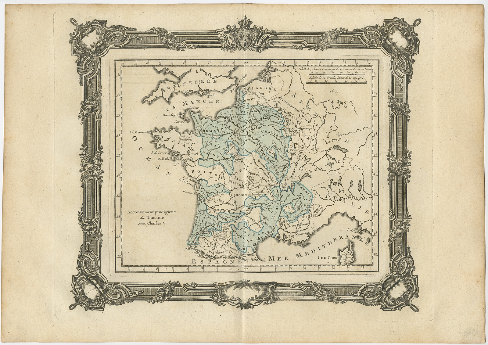 Antique Map of France under the reign of Charles V by Zannoni (1765) | eBay